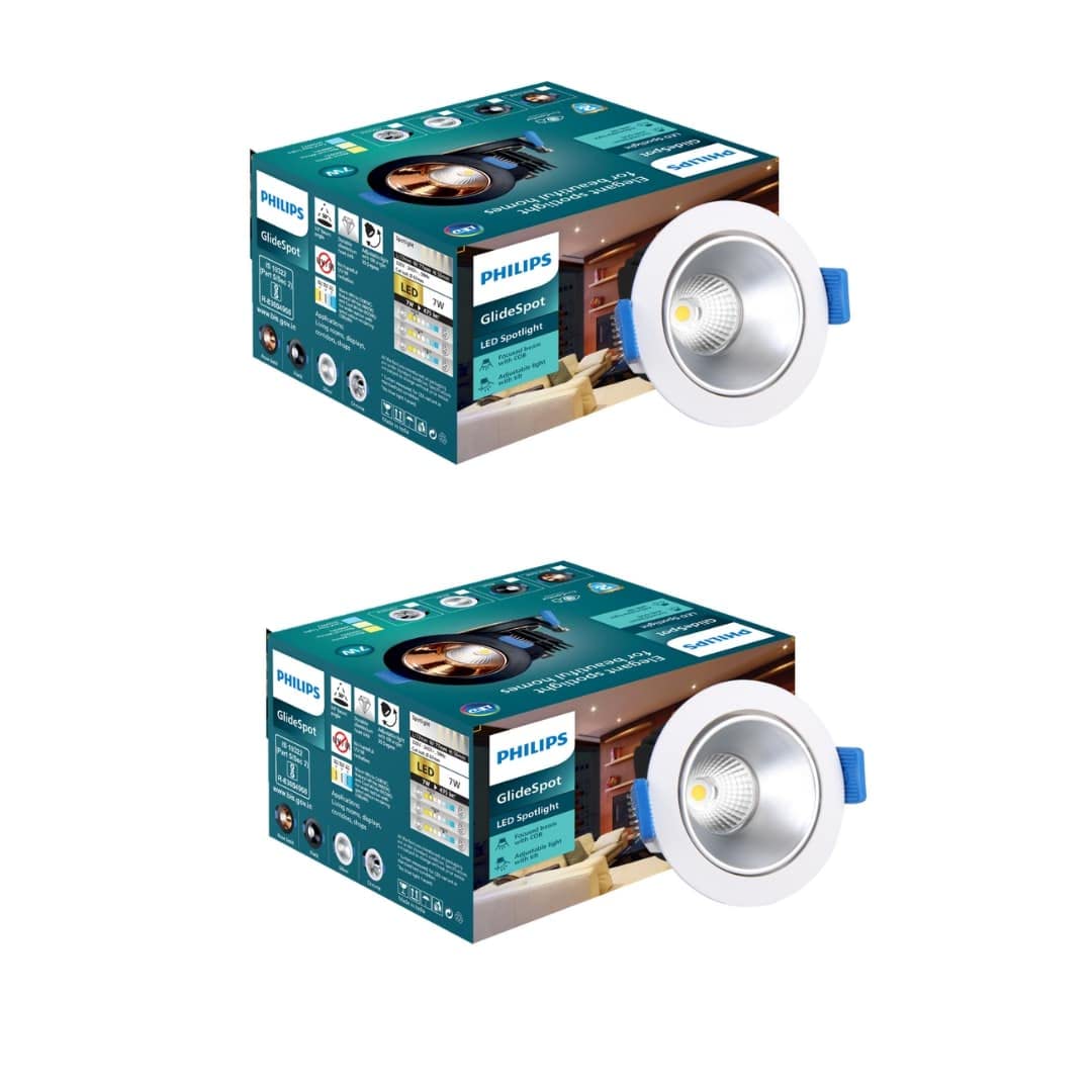 PHILIPS 7 Watt Silver Reflector LED Ceiling COB Round Spot Light with ...