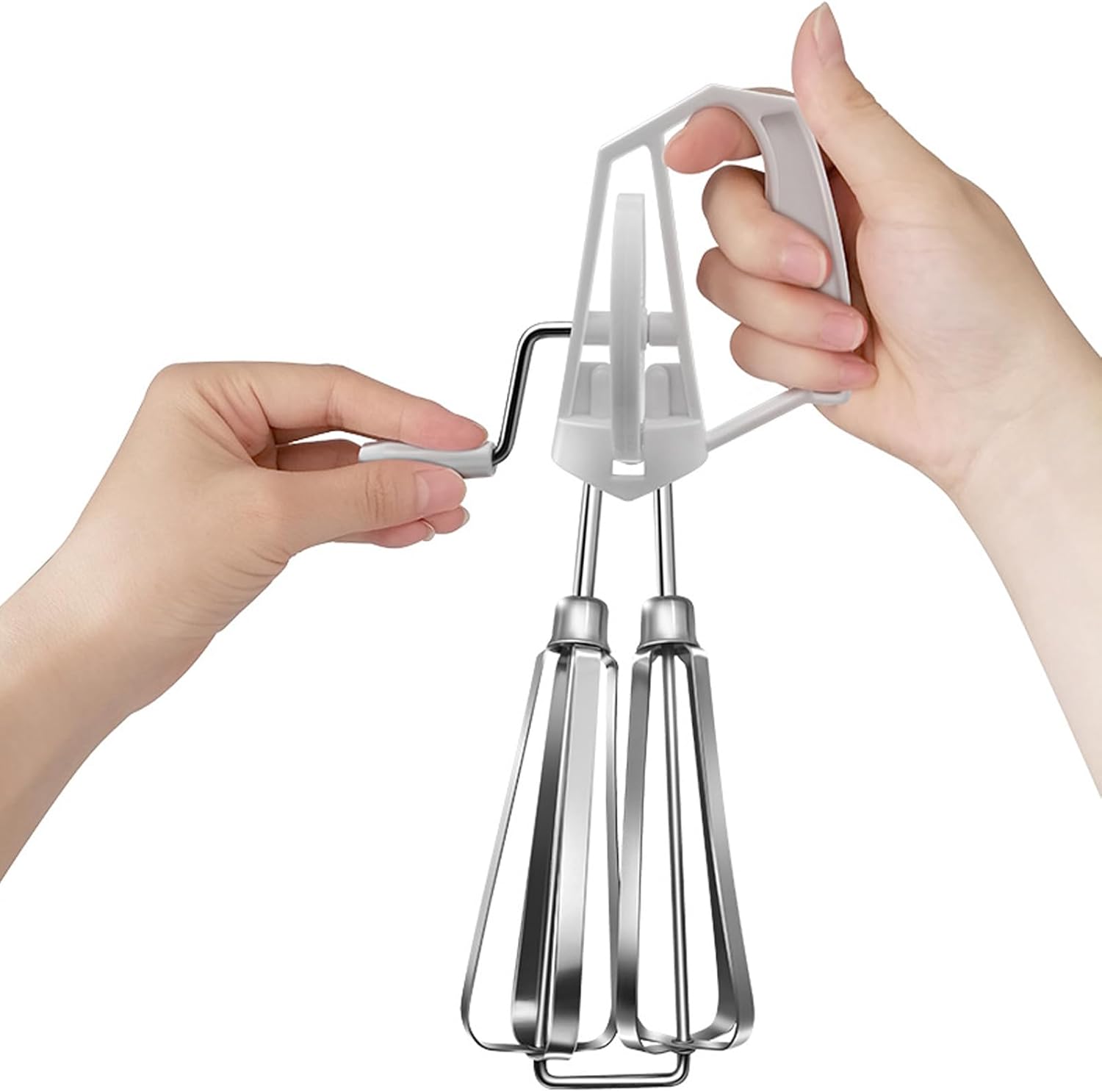 Amazon.com: Hand Crank Egg Beater Stainless Steel Manual Whisk Egg Beater Rotary Handheld Egg ...