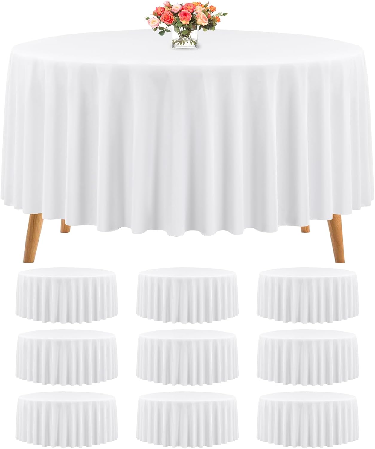 Amazon.com: 10 Packs Premium Round Tablecloth 108 Inch White Polyester ...