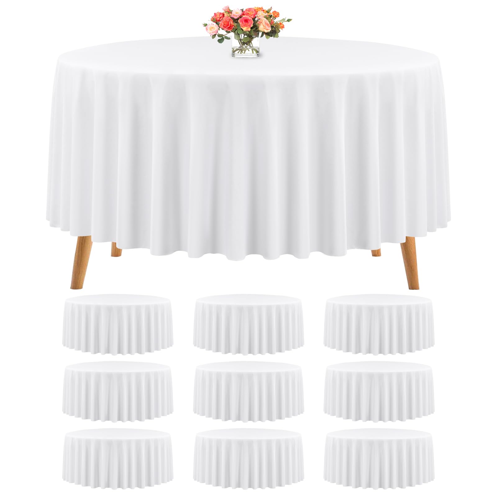 Amazon.com: 10 Packs Premium Round Tablecloth 108 Inch White Polyester ...