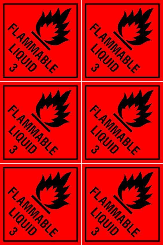 Flammable Liquid coshh Symbol Safety Sign - Pack of 6 100mm x 100mm ...