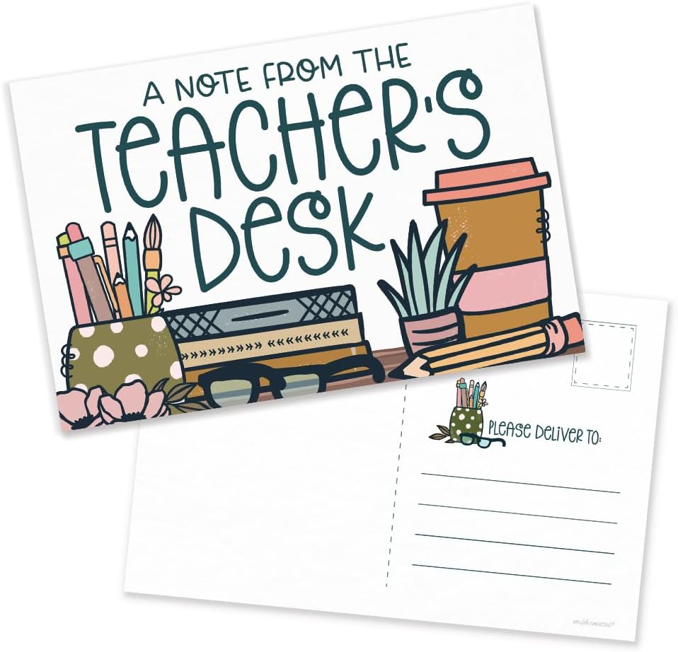 Amazon.com : m&h invites Desk Doodle Teacher Postcards - 50 Pack ...
