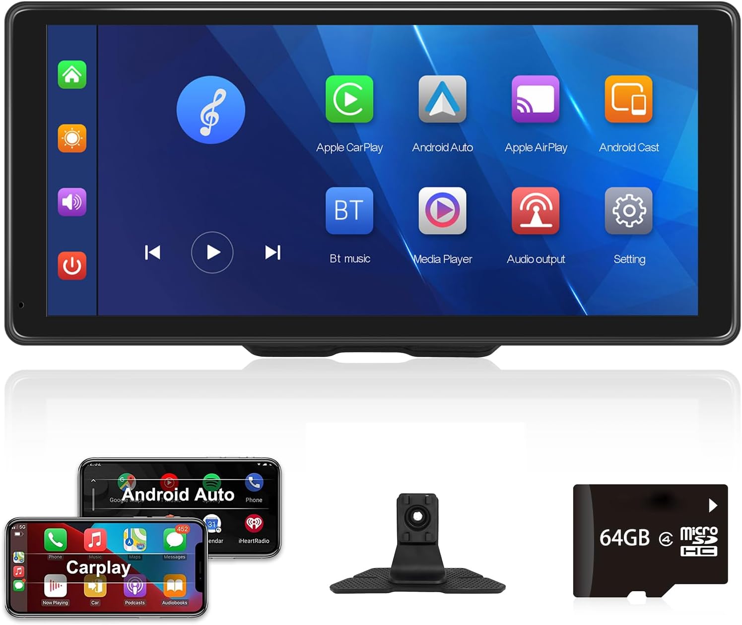 NHOPEEW Wireless Carplay Screen 10.36 inch HD Car Buddy Touchscreen ...