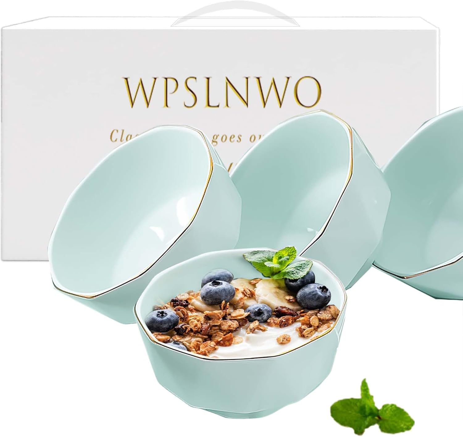 Amazon.com | Wpslnwo 10oz Small Ceramic Bowl Sets 4, 4.5in - Dessert ...