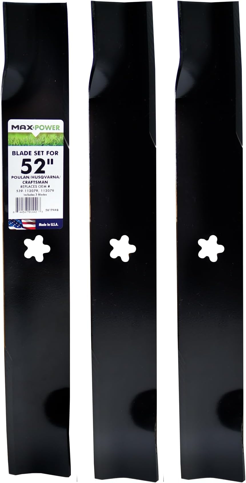 Amazon.com : 3PK USA Mower Blades for 52" Husqvarna 539112079 510417801 ...