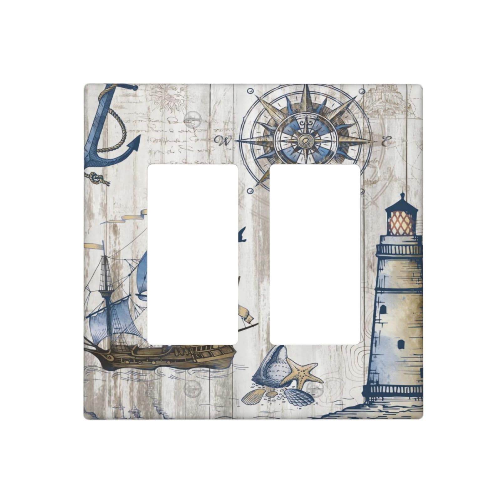 Ocean Nautical Sailboat 2 Gang Double Rocker Light Switch Cover ...