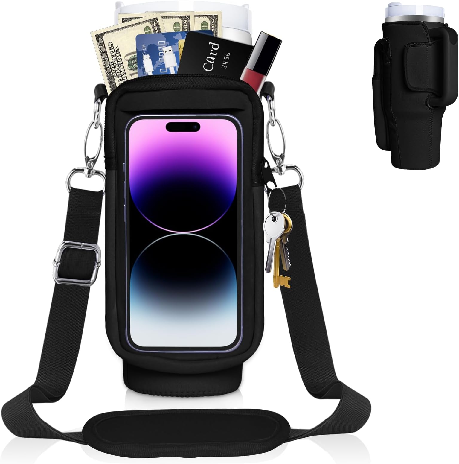 Amazon.com: Bling Diamond Water Bottle Carrier Bag with Phone Pocket ...