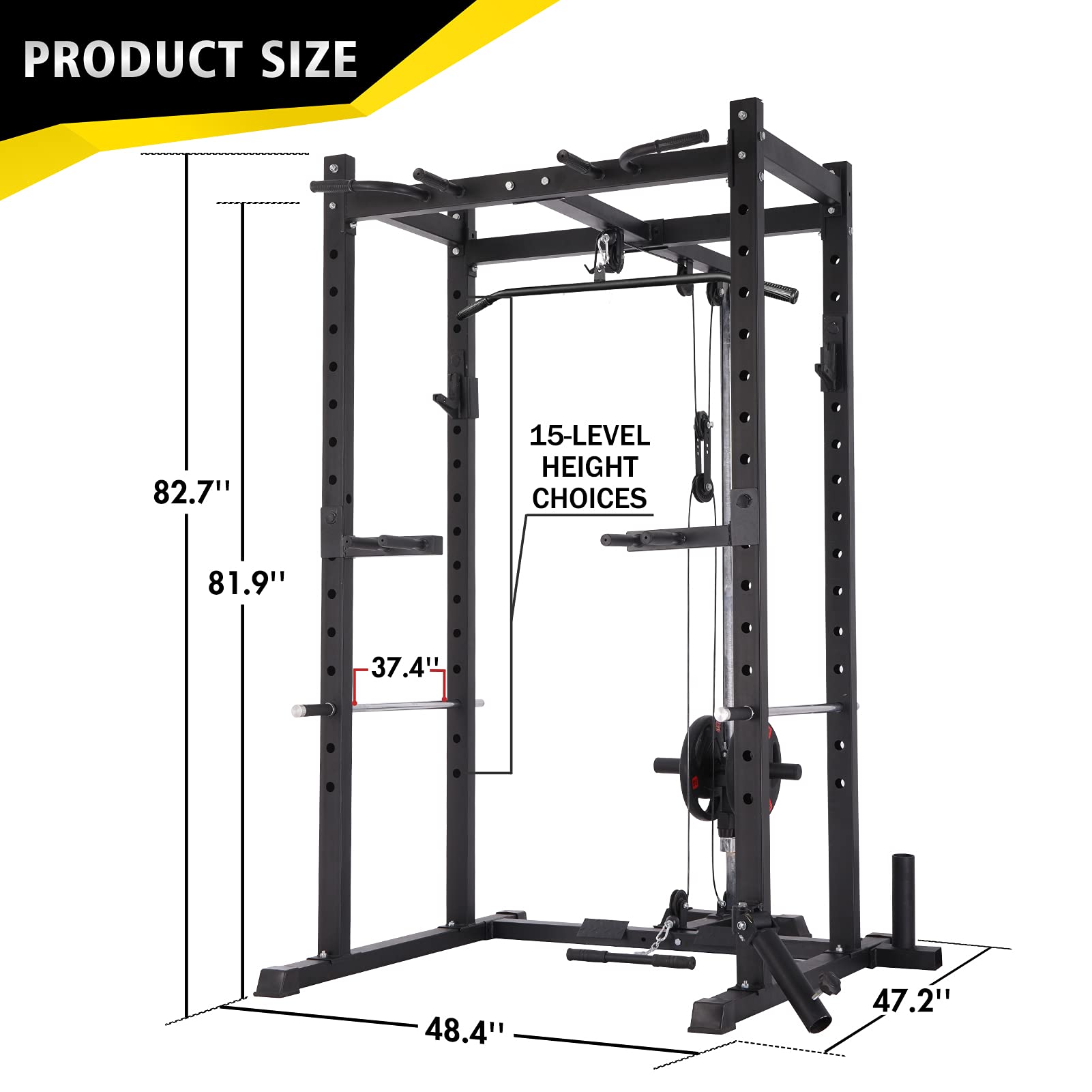Mikolo Olympic Power Cage, 1000 lbs Commercial Weight Cage with LAT ...