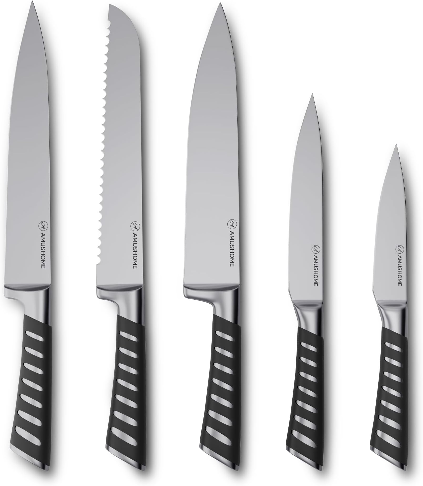 TRENDS home 5 Pc Kitchen Knife Set, Premium Stainless Steel, Designer ...