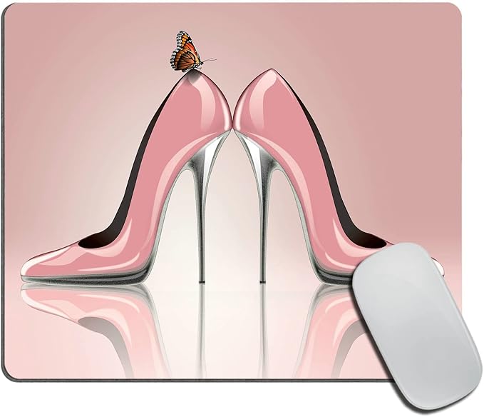 Amazon.com: Mouse Pad,Fashion Pink High-Heeled Shoes and Butterfly ...
