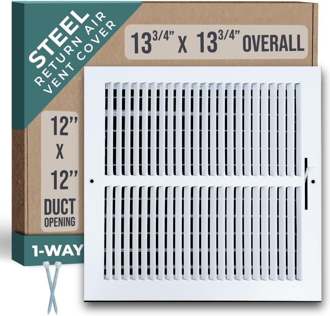 Aluminum 12 x 12 in 1-Way Air Duct Register Vent Cover for Ceiling and ...