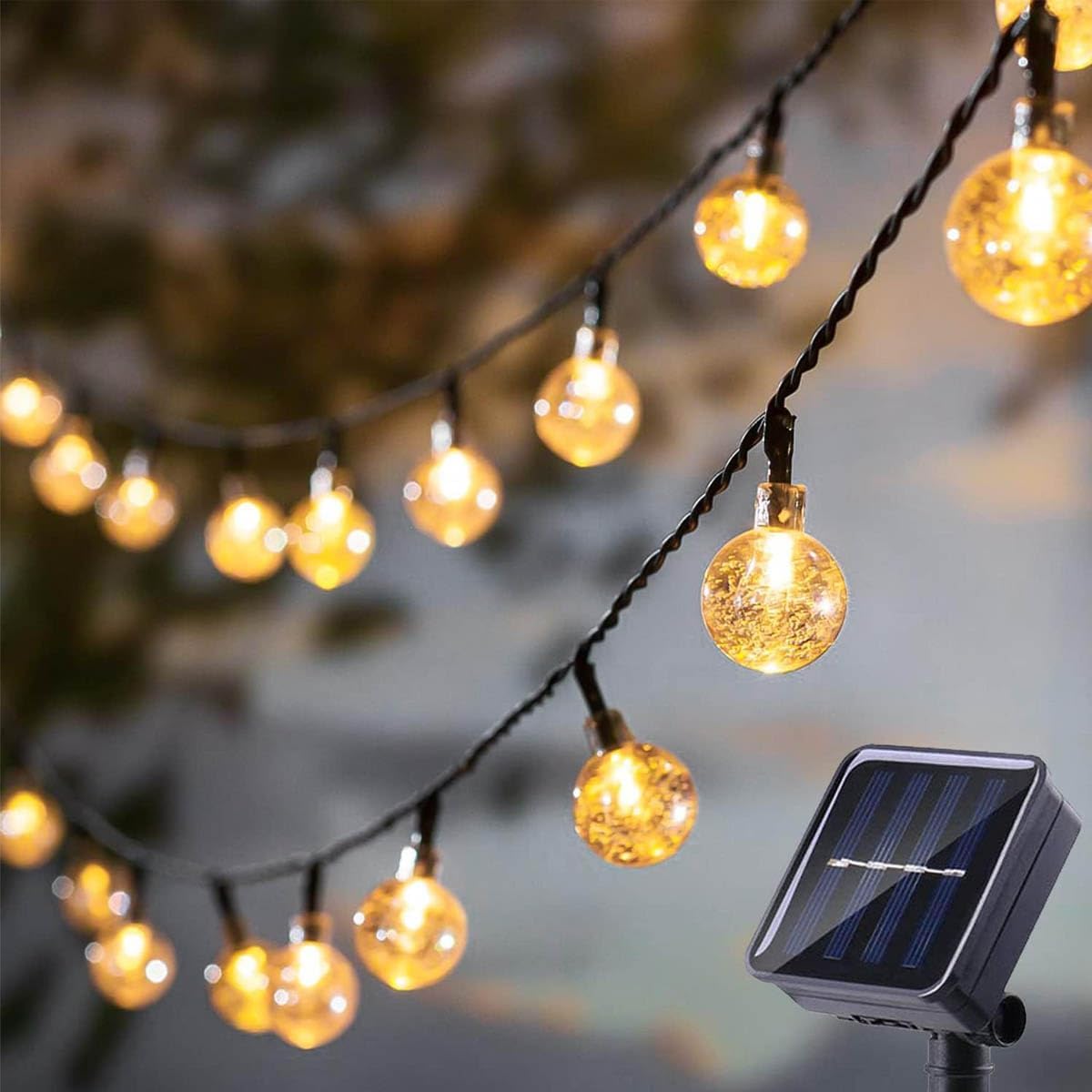 Solar String Lights Outdoor 50 LED 23FT Crystal Globe Lights with 8 ...