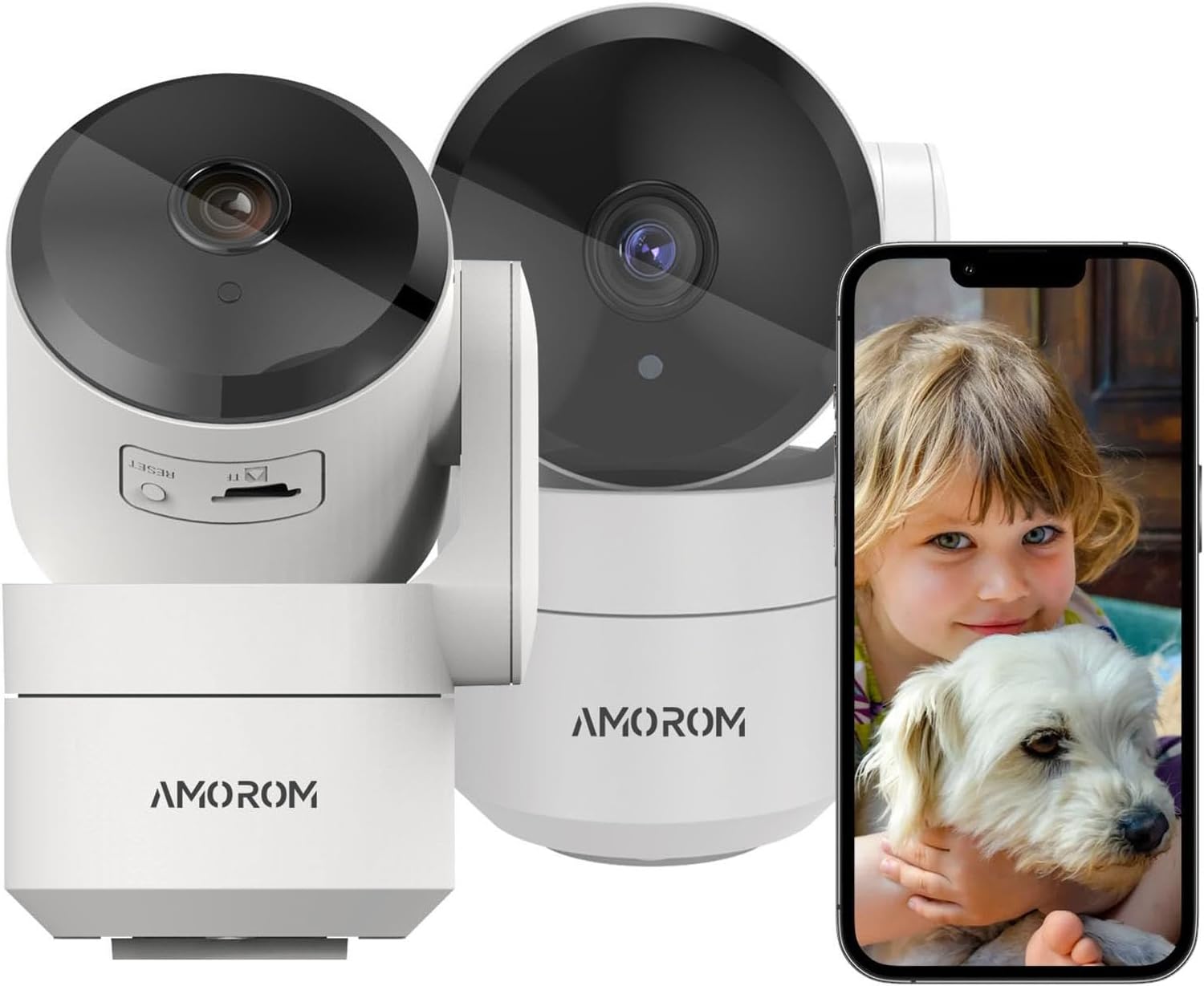 Amazon.com : AMOROM Indoor Camera for Home Security 360°, 1080p Pet ...