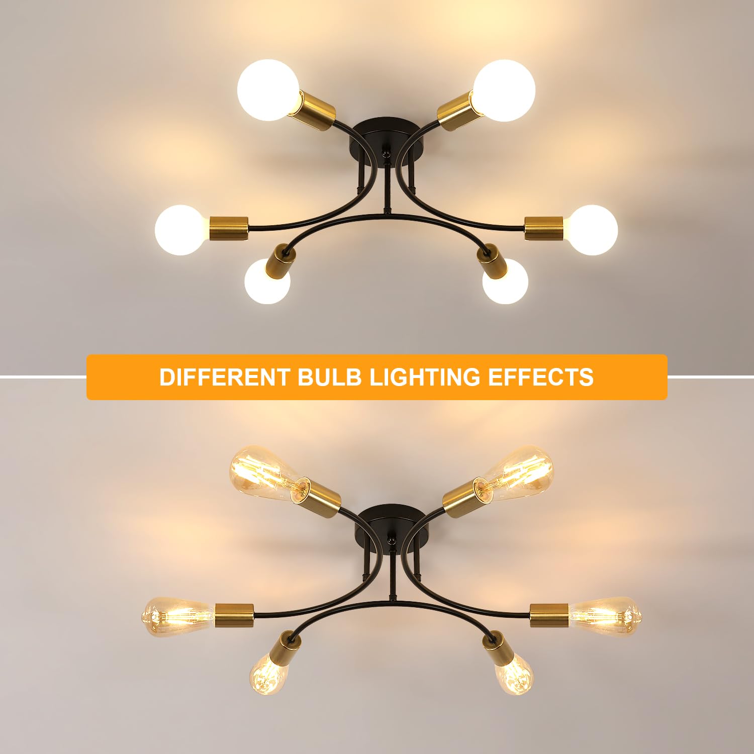 Ceiling Light Fixtures DELIPOP Sputnik Light Fixture, 4 Light Black And ...