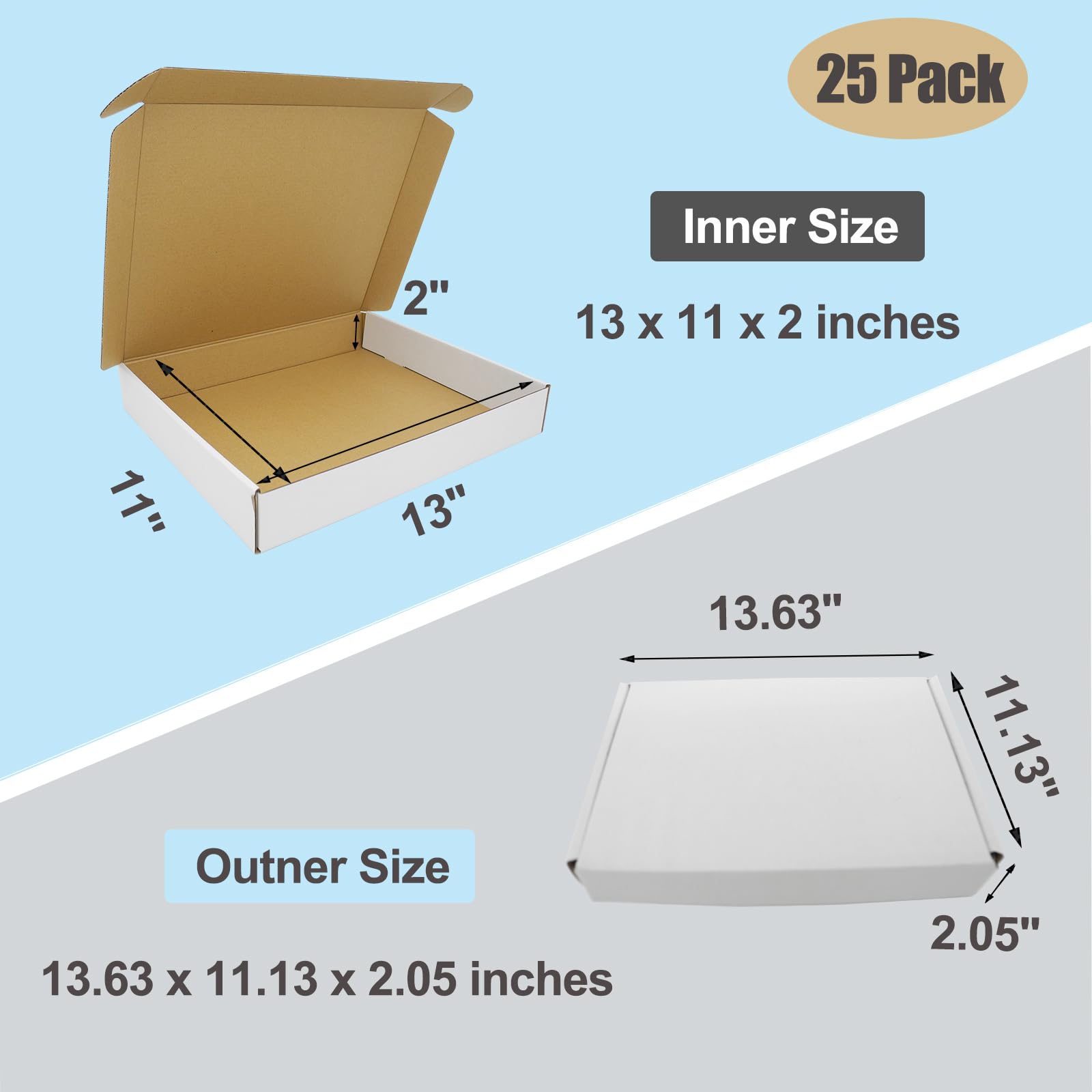 Snapklik.com : 13x11x2" Shipping Box, White Packaging Flat Mailing ...