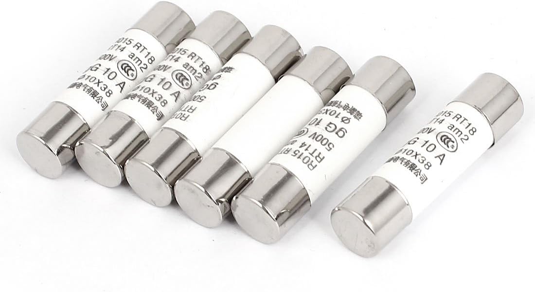 uxcell AC 500V 10A RO15 RT18 RT14 10x38mm Cylindrical Ceramic Tube ...