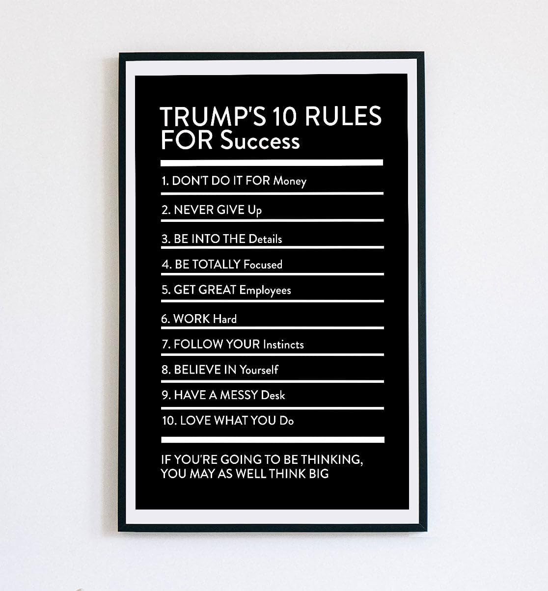 Amazon.com: Donald Trump 10 Rules for Success Poster - Motivational ...