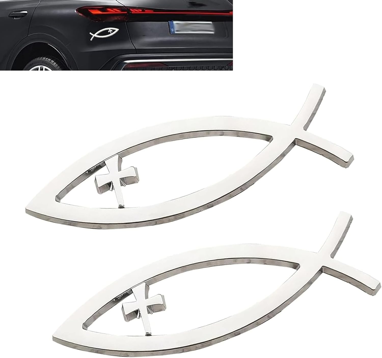 Amazon.com: CouTunp 2PCS Jesus Cross Fish Decal Stickers, 3D Metal ...