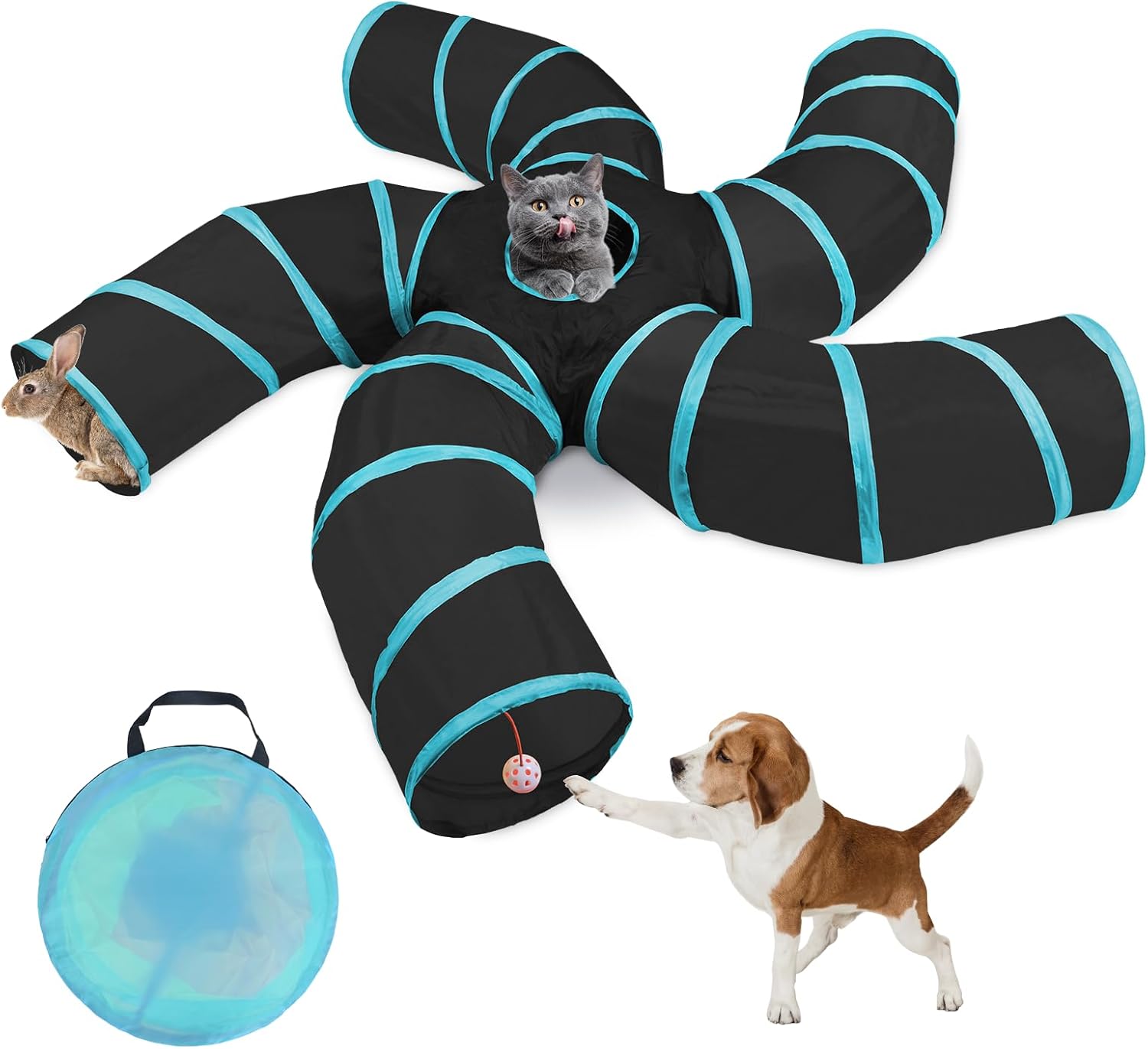 Amazon.com: Cat Tunnels for Indoor Cats, 5 Way Cat Tubes and Tunnels ...