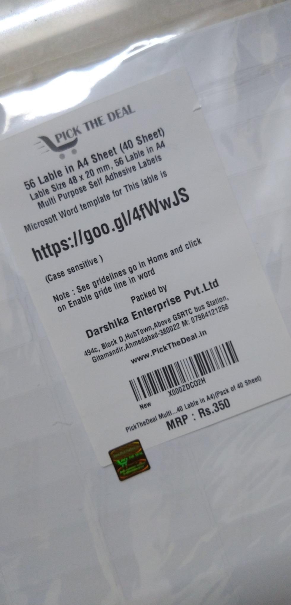 PickTheDeal Multi Purpose Self Adhesive Labels (Lable Size 39 x 35 mm ...