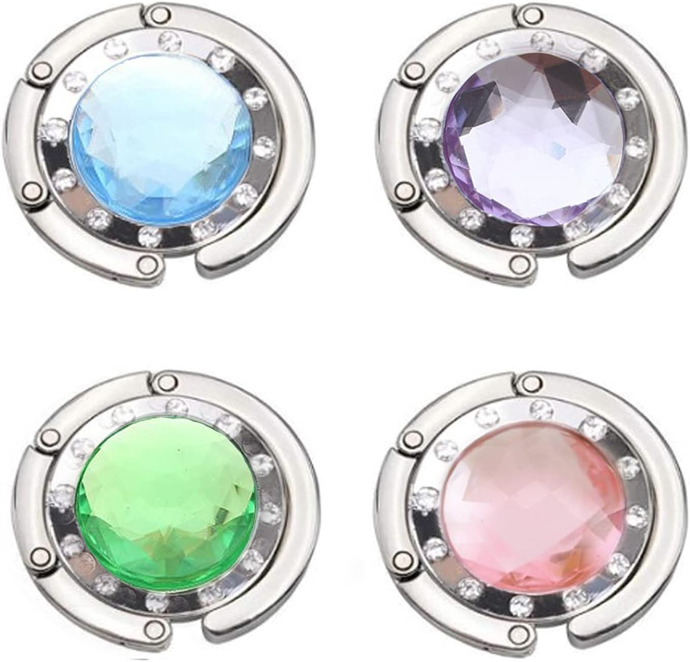 N\O 4 Pieces Portable Bag Hook,Round Handbag Holder,Folding Purse Hook ...