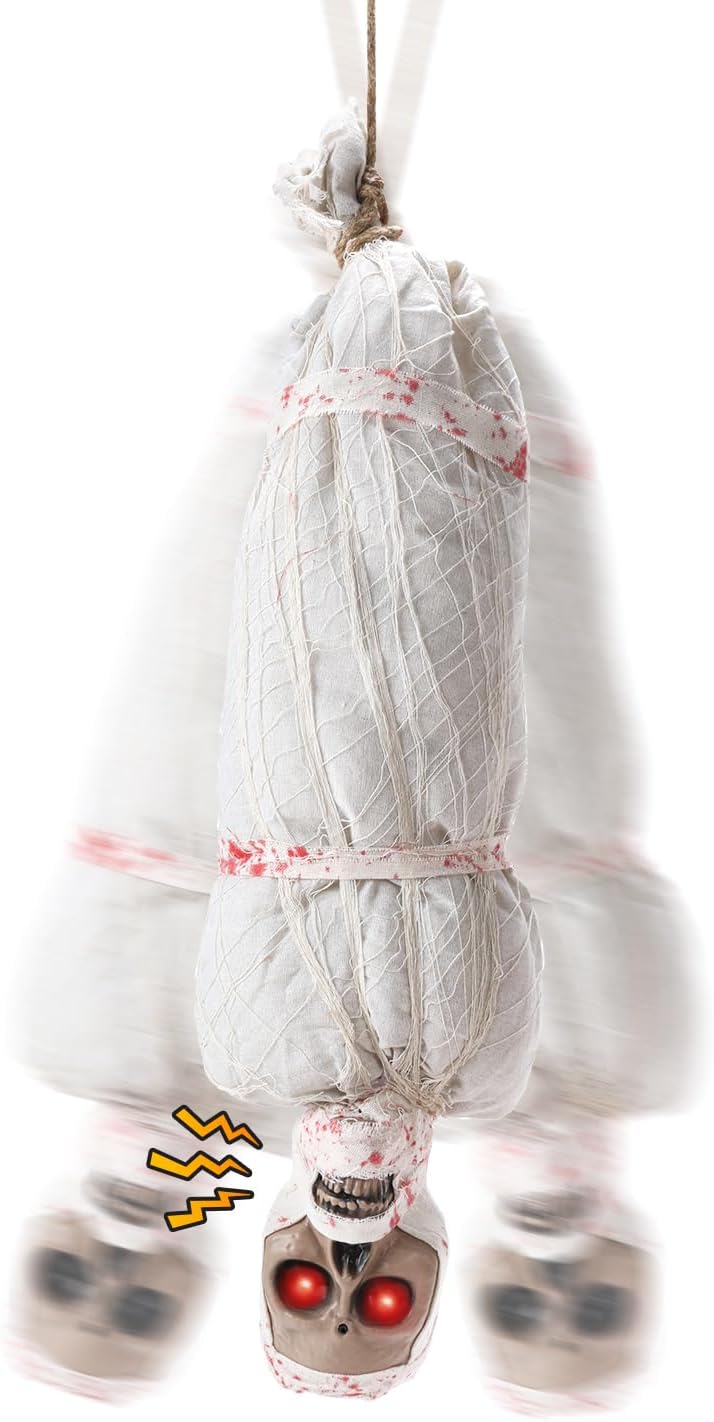 Amazon.com: HOLYFUN 30" Halloween Animated Hanging Cocoon Corpse ...