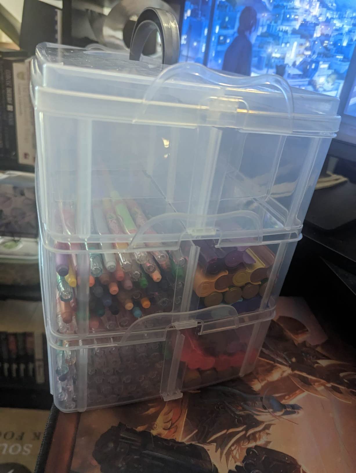 Sooyee 3-Layer Things & Crafts Storage Box with 30 Adjustable ...