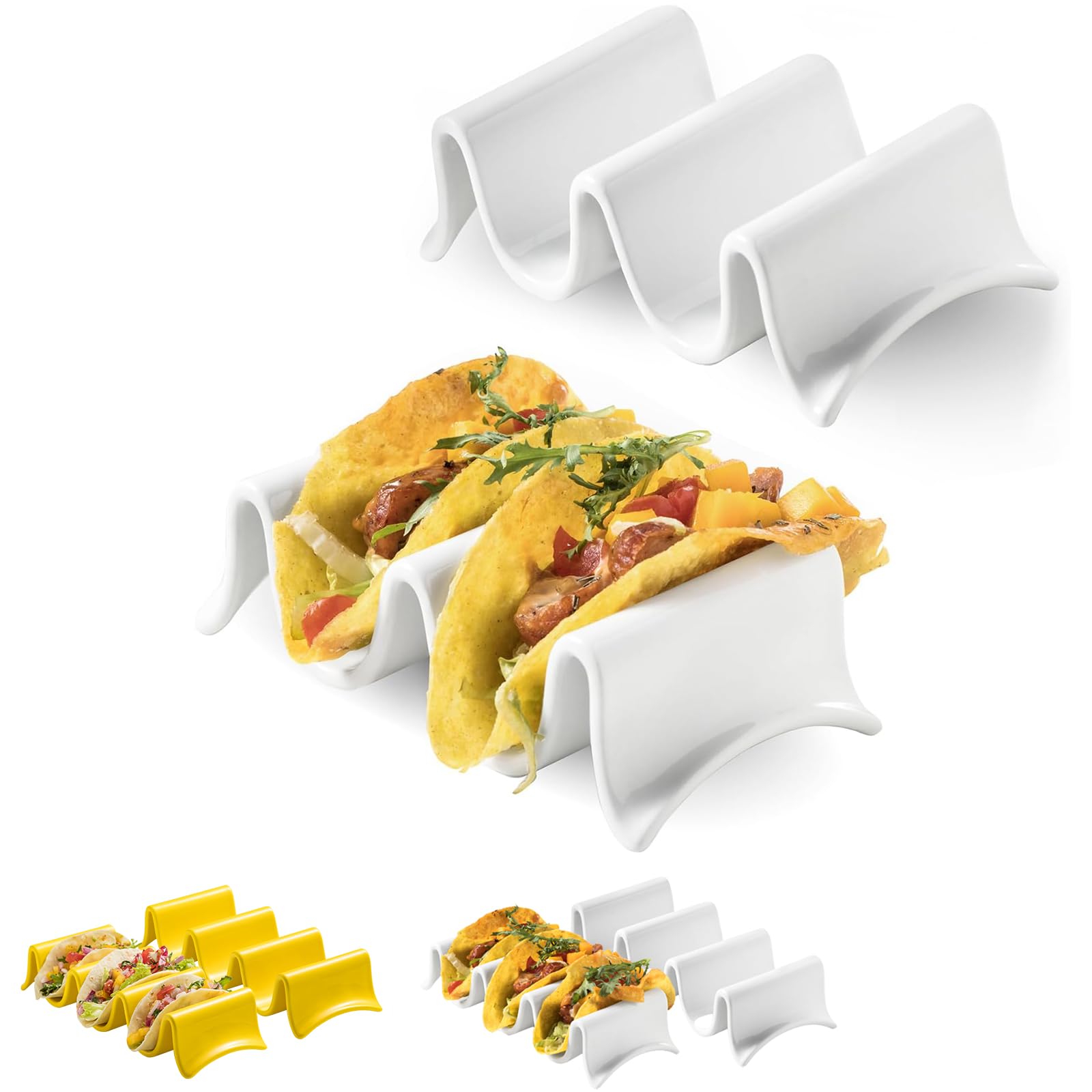 Amazon.com: MISSYSSIM Taco Holder, Porcelain Taco Tray with Handles ...
