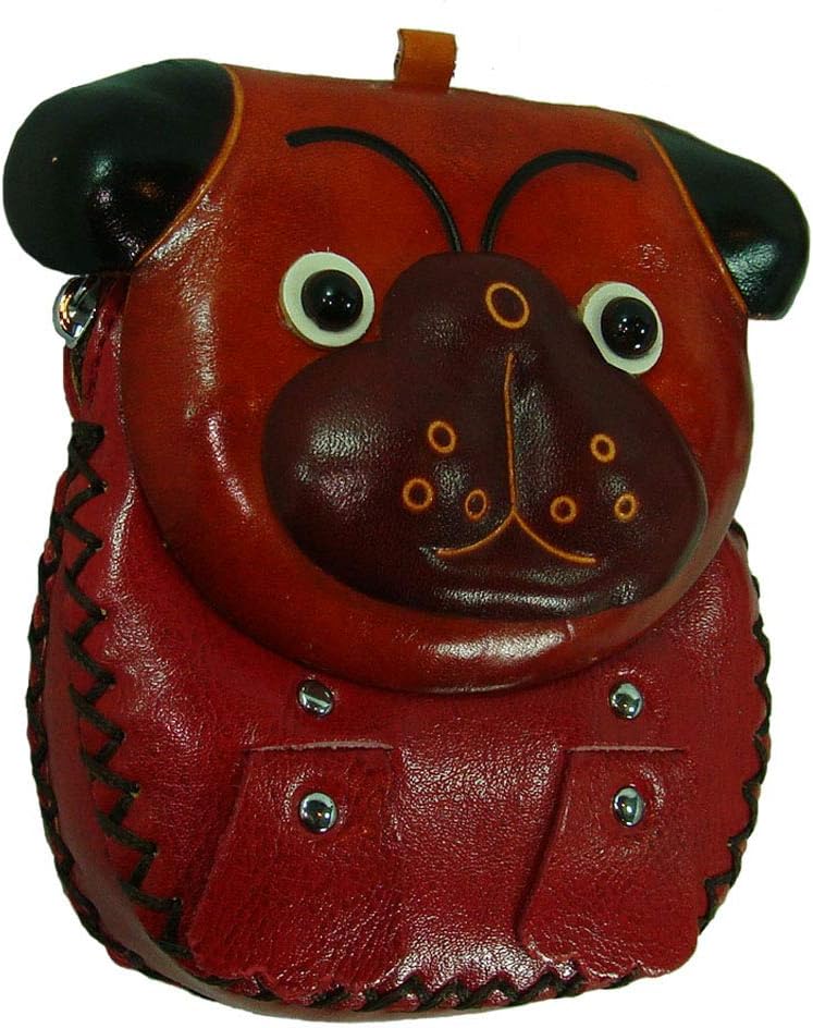 Amazon.com: Genuine Leather Pug Dog Change Purse,wallet, id Cards ...