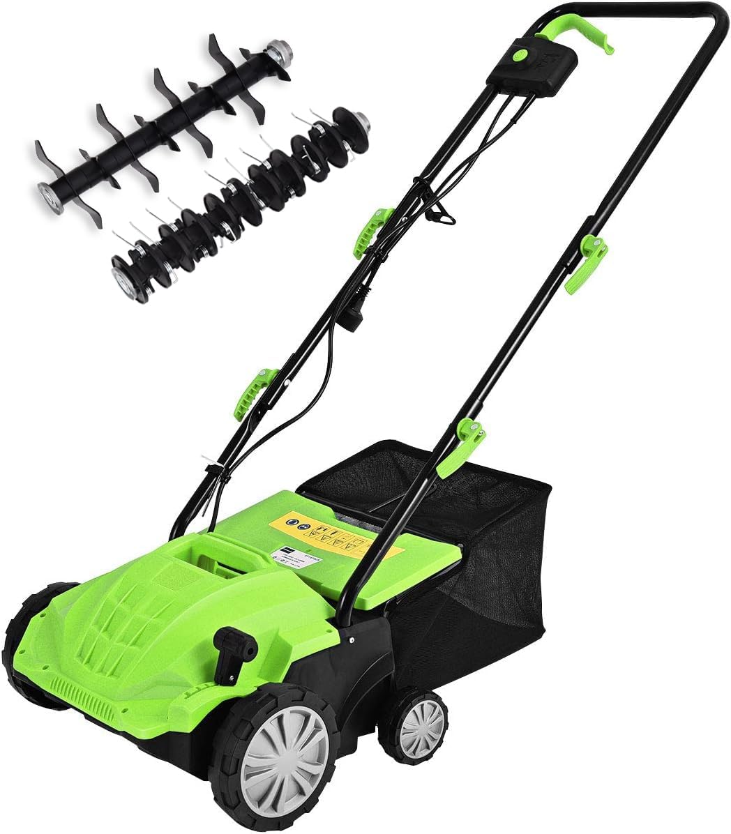 Amazon.com : Goplus 2-in-1 Lawn Dethatcher and Scarifier, 3 Level Depth ...