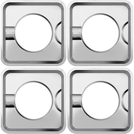 Amazon.com: Chrome Square Gas Range Drip Pan 7.65''x7.65'' Pack of 4 ...