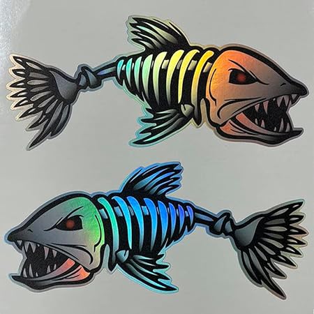 WINOMO 2Pcs 10x5 inch Fish Skeleton Decals Sticker Vinyl Auto Decal ...