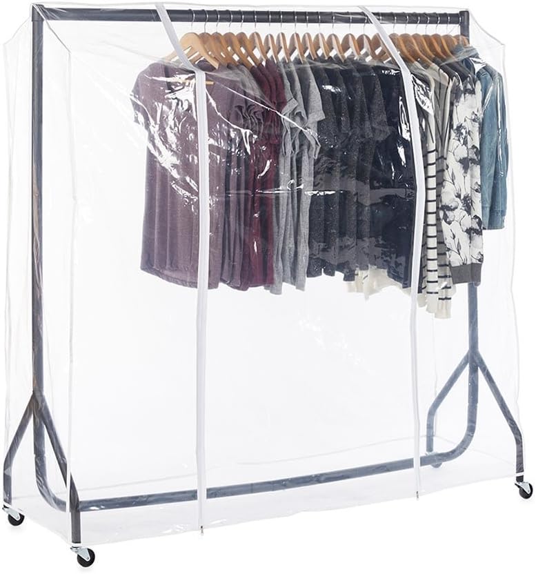 Shopfitting Warehouse Black Heavy-Duty Clothes Rail with Clear Cover ...