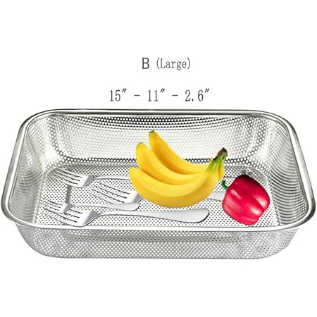 Amazon.com: Rectangle Strainer Stainless Steel Mesh L11×D8.6×H2(inch ...