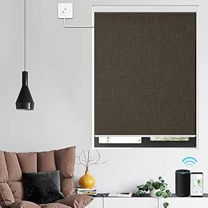 Amazon.com: ZSHINE Motorized Blackout Window Blinds Customize Width Remote Control Hard-Wired ...