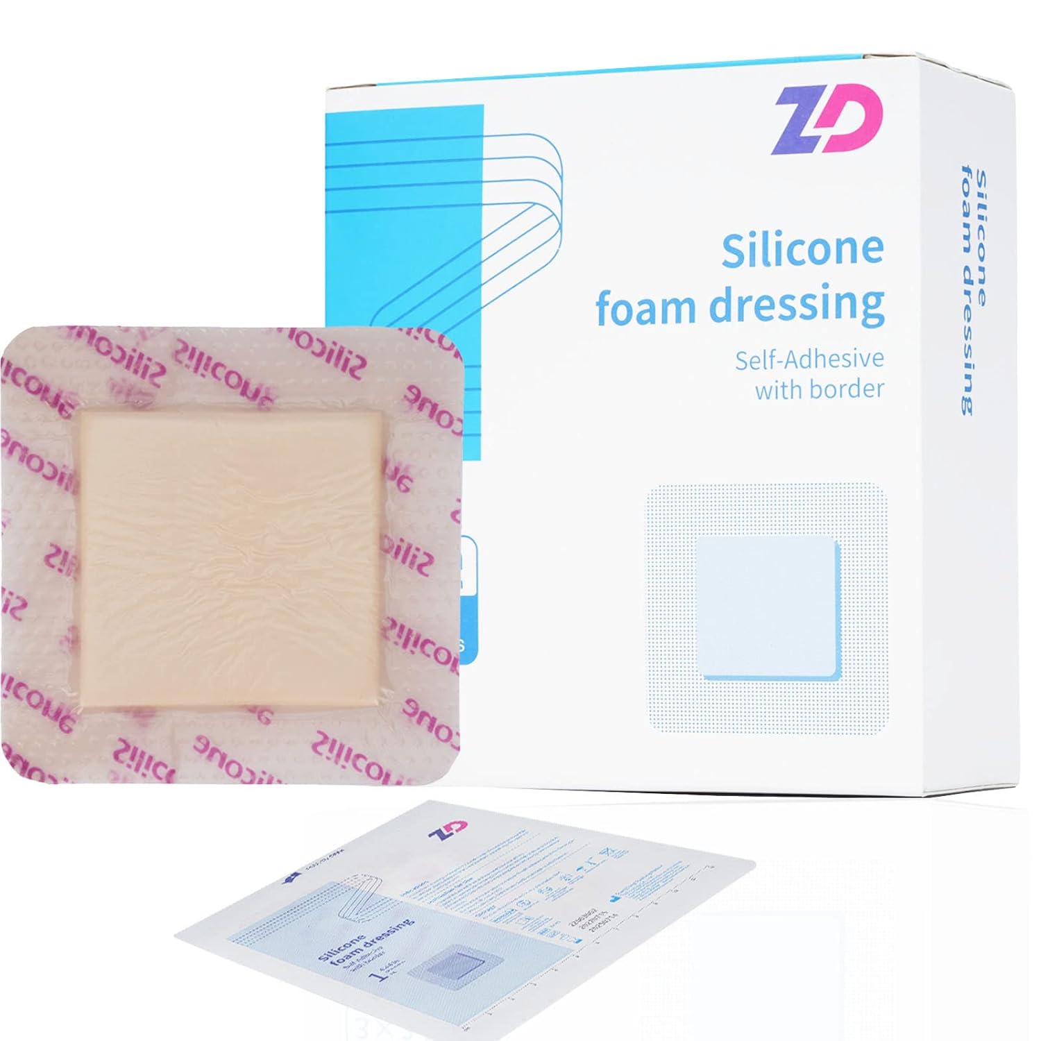 ZD Silicone Foam Dressing with Border Adhesive 3x3 Morocco | Ubuy