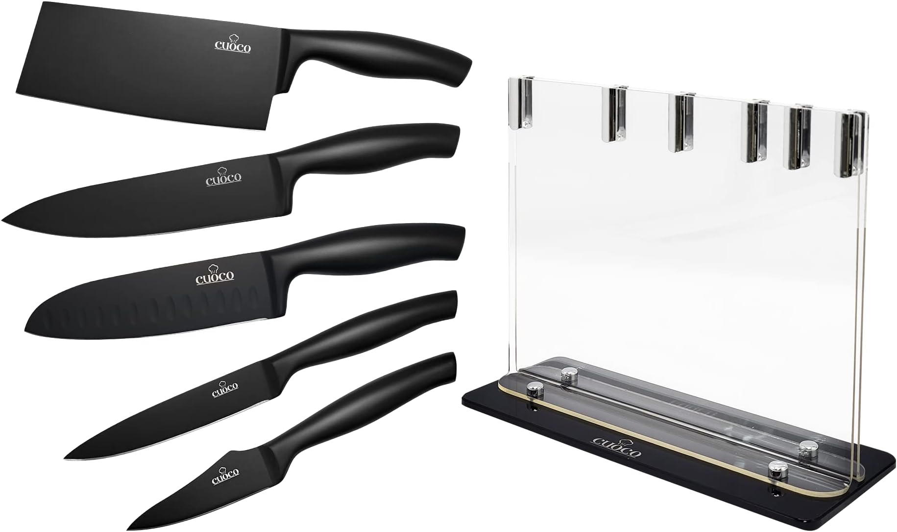 Amazon.com: Smart Kitchen Knife Set with block，6 pieces Stainless Steel ...
