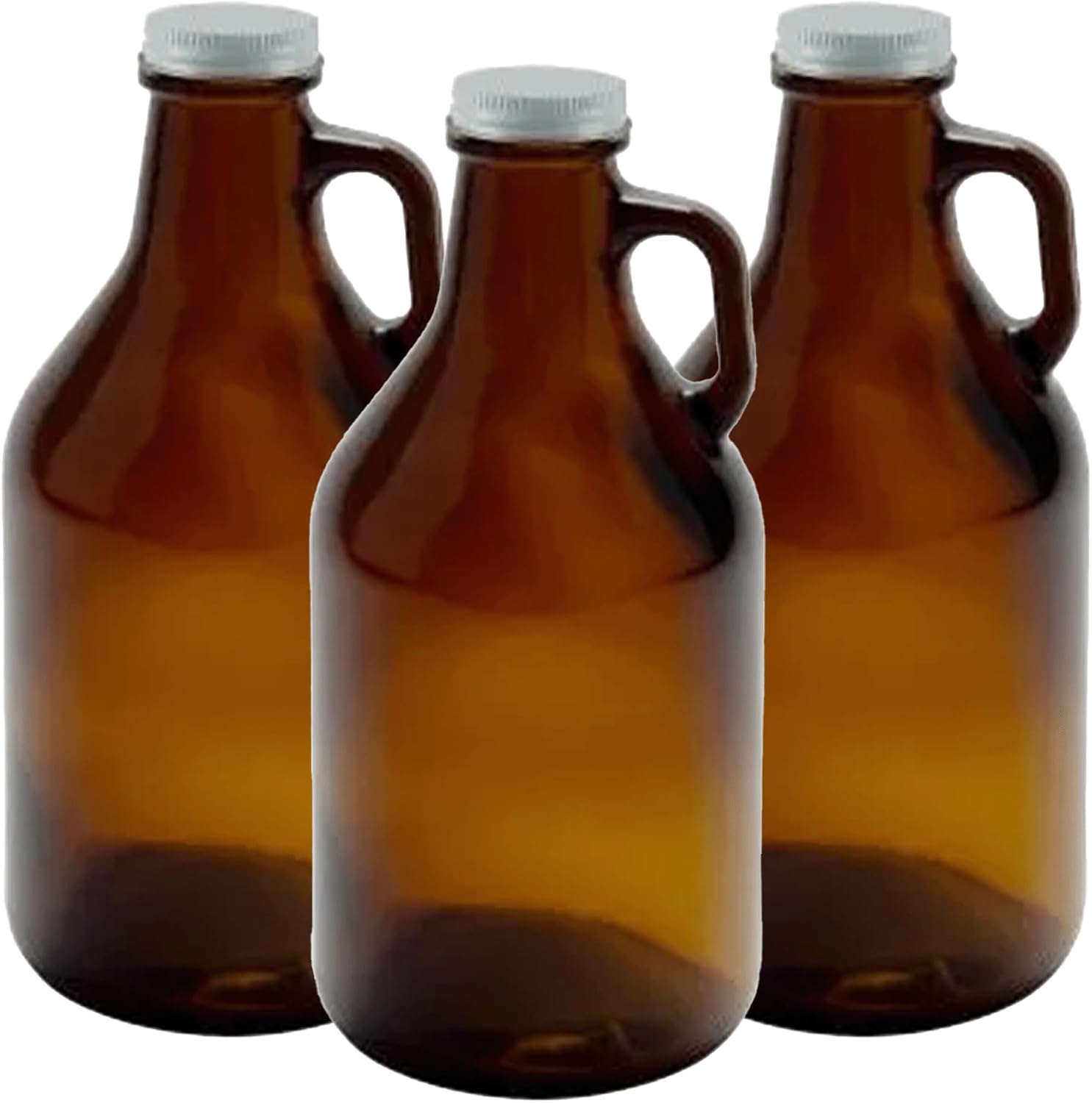 Amazon.com: Planterium 32 oz Amber Glass Growler with Lid | 3 Pack ...