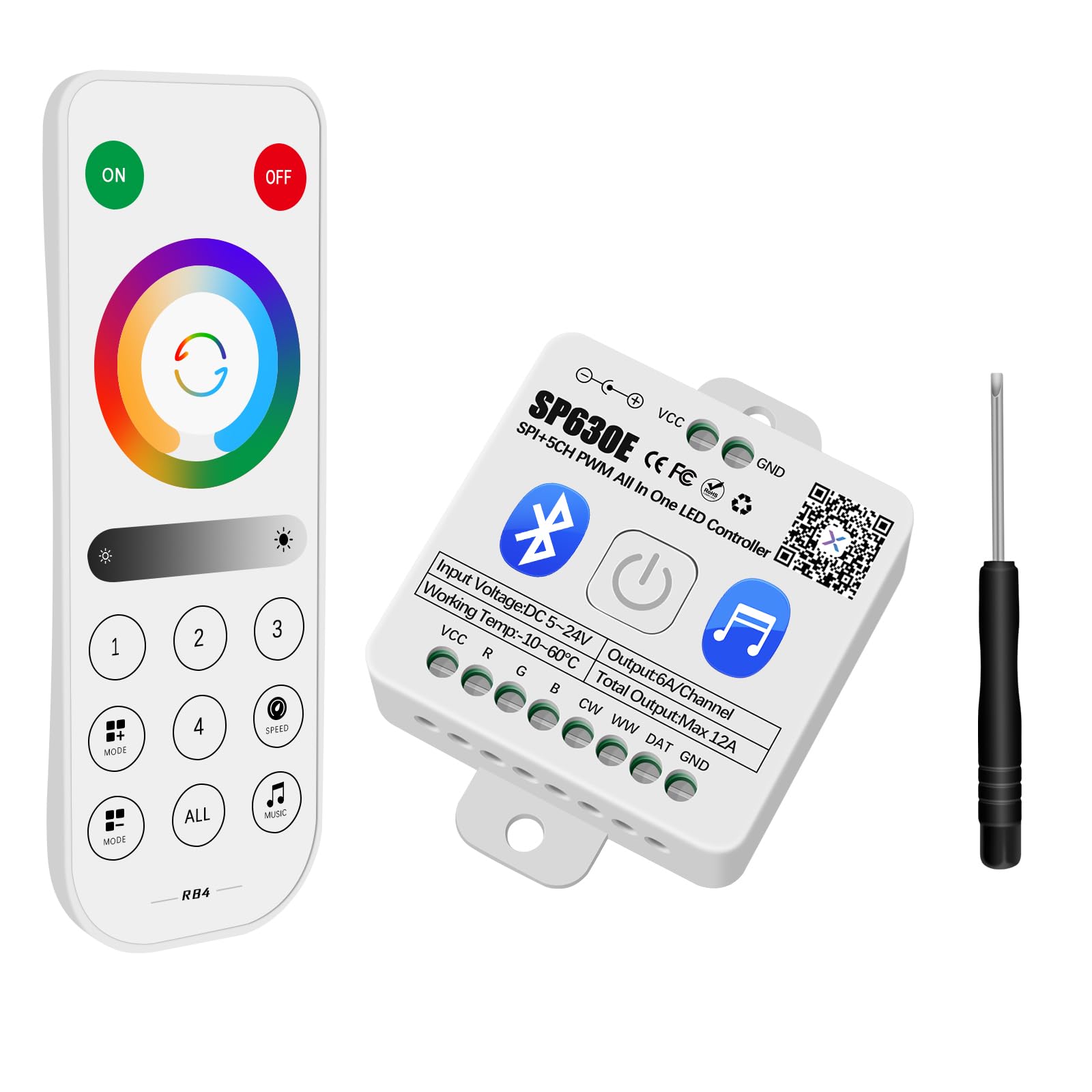 Amazon.com: RGBZONE Bluetooth LED Controller, SP630E 4 Zones 2.4GHz RF Remote & APP Control ...