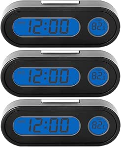 Amazon.com: 3 Pack Car Clocks with Fahrenheit Temperature Blue ...