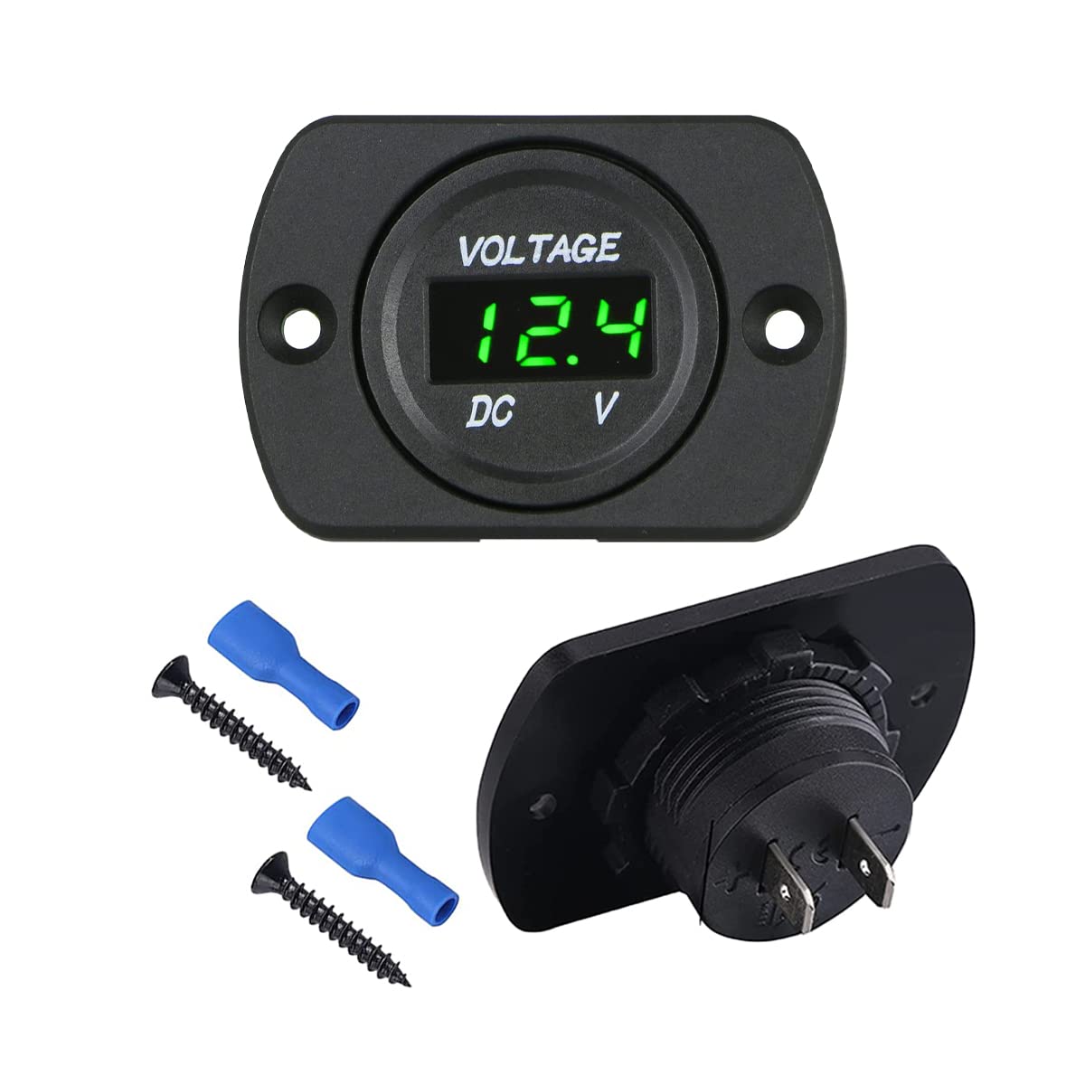 Amazon.com: DC 12V 24V Car Voltmeter with LED Digital Display Panel ...