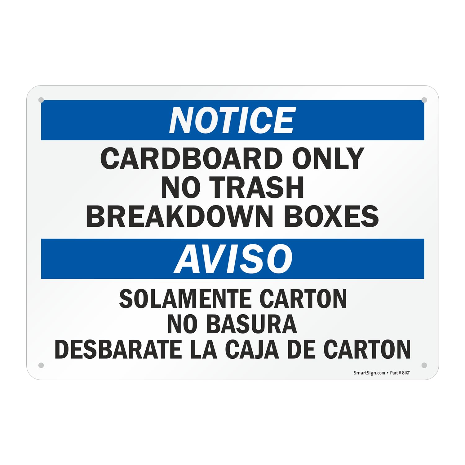 Amazon.com: SmartSign 10 x 14 inch “Notice - Cardboard Only, No Trash ...