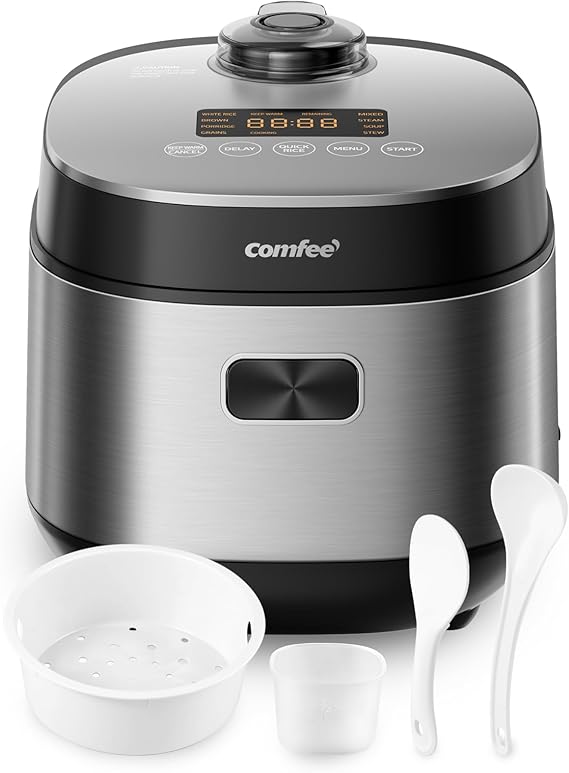 Amazon.com: COMFEE' Compact Rice Cooker 8 Cups Cooked/4 Cups Uncooked ...