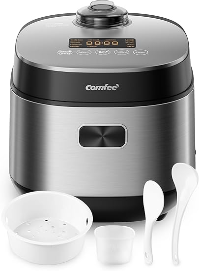 Amazon.com: COMFEE' Compact Rice Cooker 8 Cups Cooked/4 Cups Uncooked ...