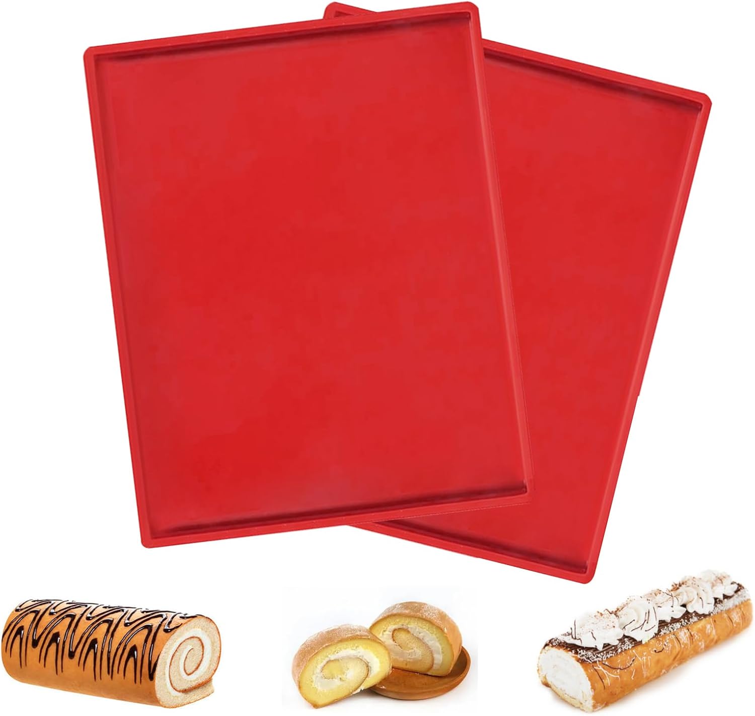 Swiss Roll Baking Tray, 2 PCS Non-Stick Silicone Baking Mat Swiss Roll ...