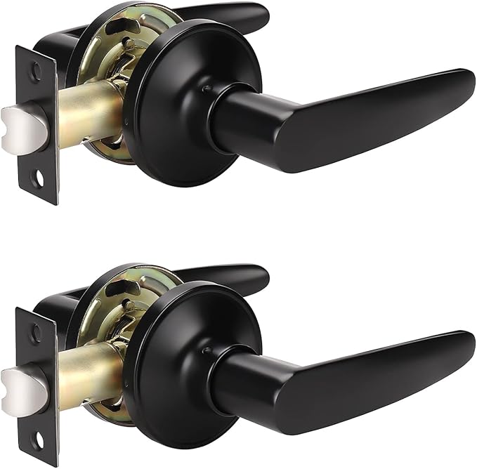 KNOBWELL 2 Pack Passage Door Lever Closet Door Handle Non-Locking Lever ...