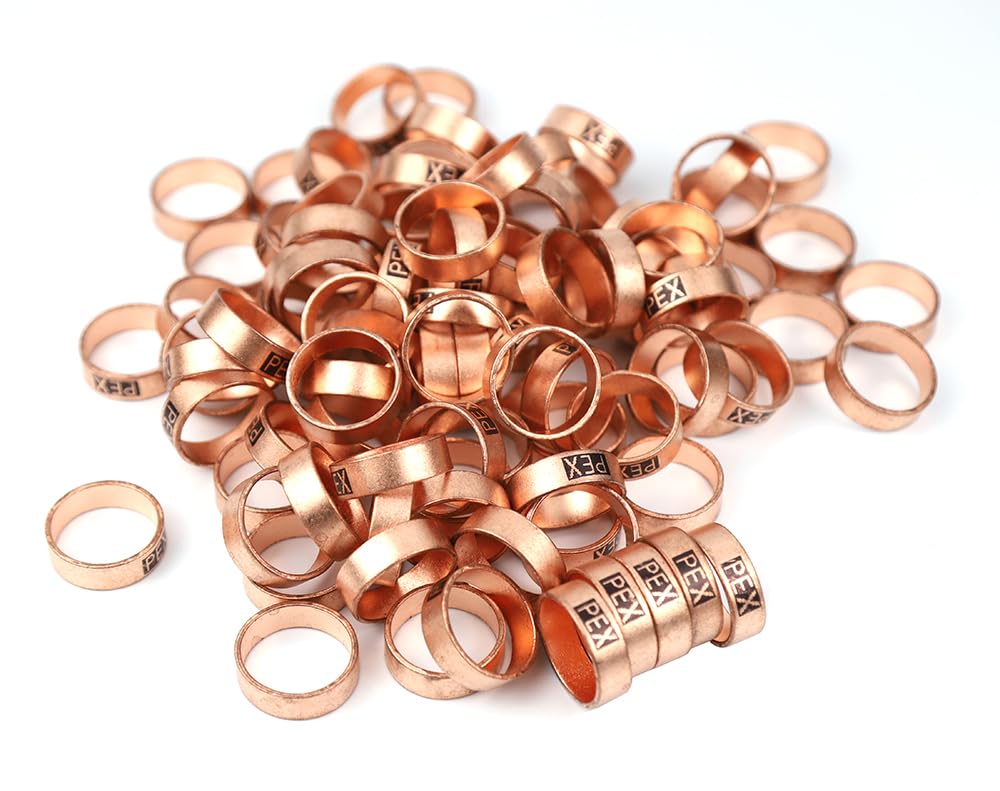 Amazon.com: TMKOOL 100pcs 1" PEX Crimp Rings Copper for Pex Pipe Tube ...