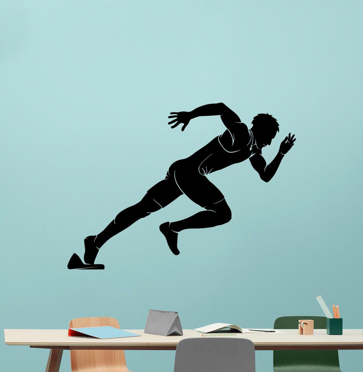 Amazon.com: Runner Wall Decal Running Run Print Gym Fitness Workout ...