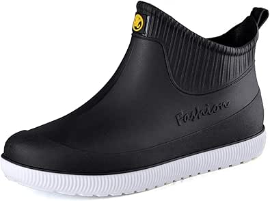 Amazon.com | fereshte Men's Ankle Rain Boots Slip On Waterproof PVC ...