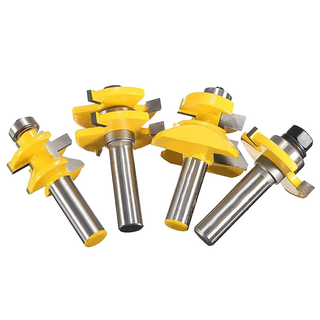 Meri Shopp 4Pieces Alloy Tongue & Groove and V-Notch Router Bit Set for ...